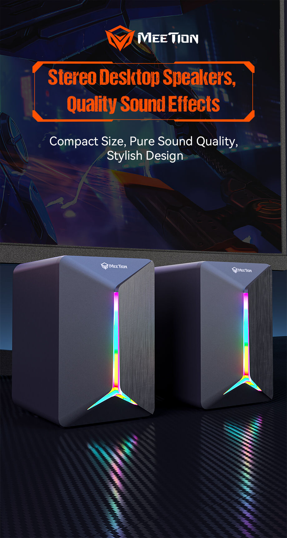 Meetion Mt-sp2011 Rgb Cool Computer 2.0 Game Speaker Notebook Desktop ...