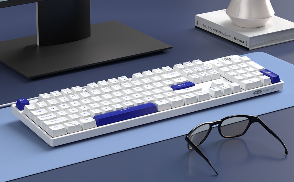 Magegee Full Size Mk-armor Mechanical Gaming Keyboard, Led Blue Backlit ...