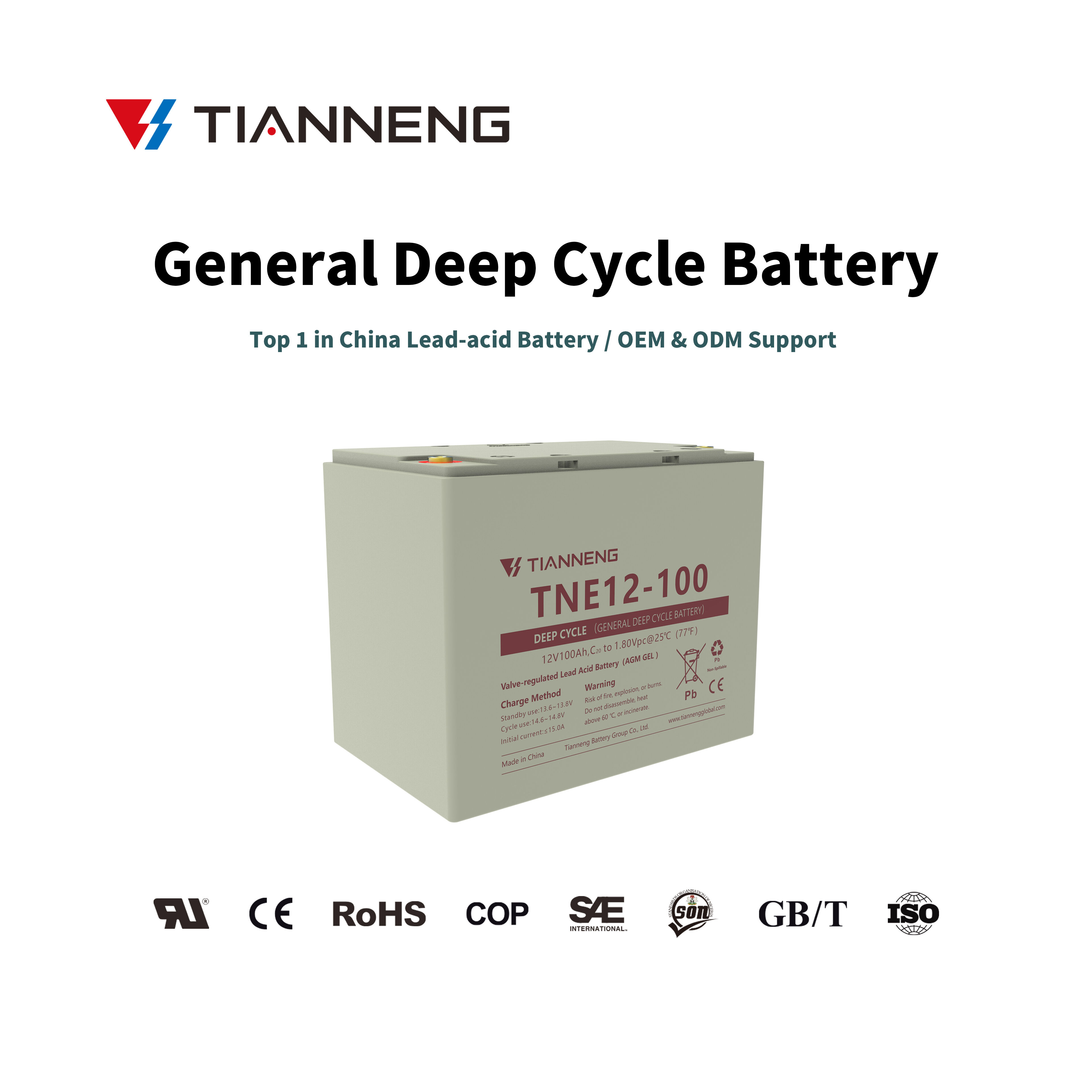 Buy China Wholesale Tianneng Motive 12v 100ah Lead Acid Battery For ...
