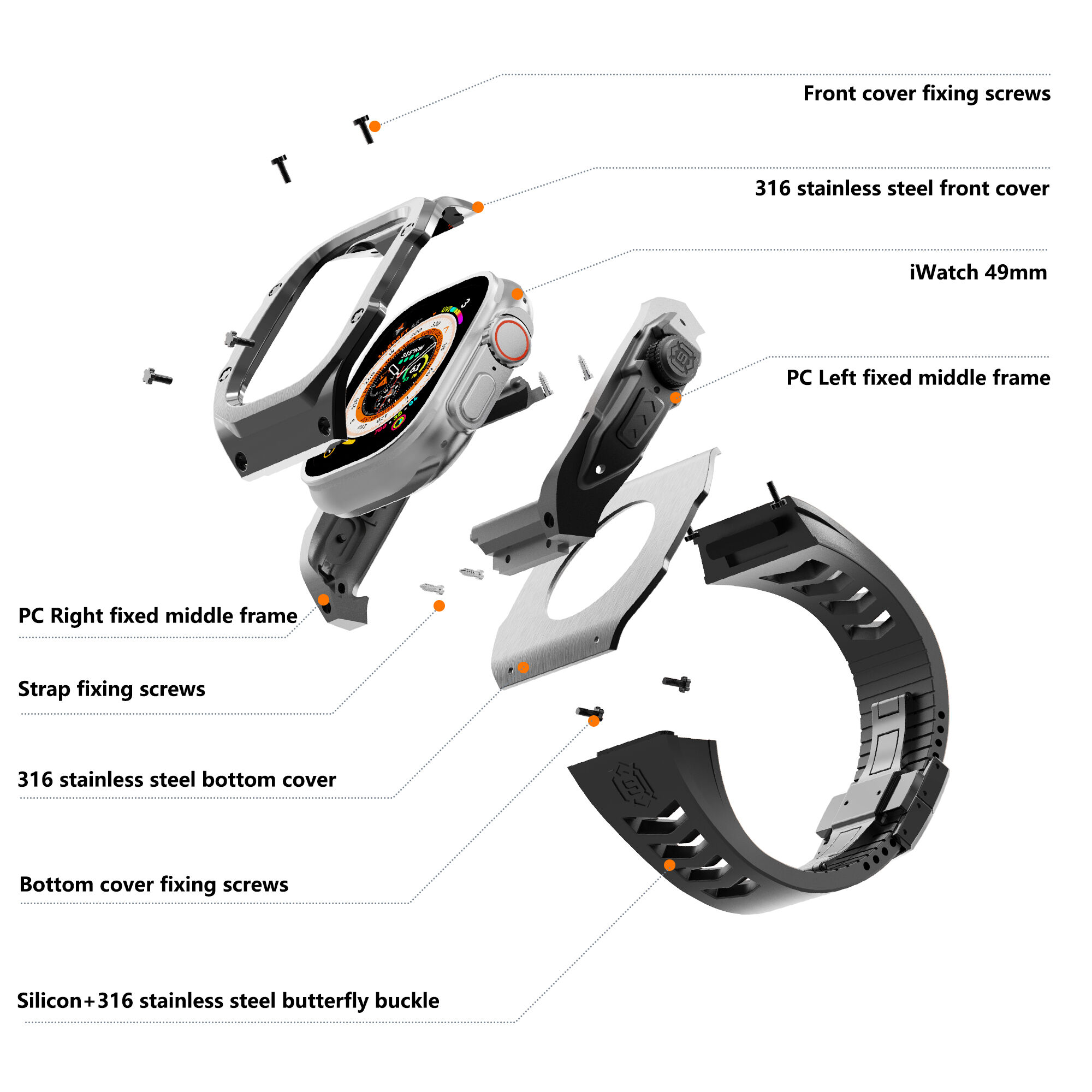 Luxury Modification Kit 316 Stainless Steel Watch Case For Apple Watch ...