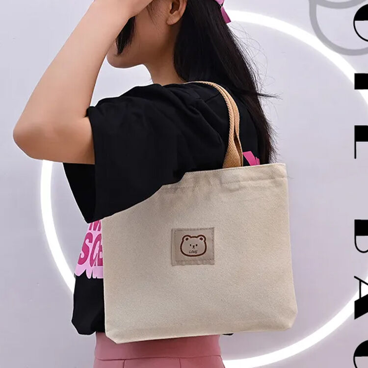 Custom Print Pocket And Zipper Cotton Mini Shopping Canvas Tote Bag ...