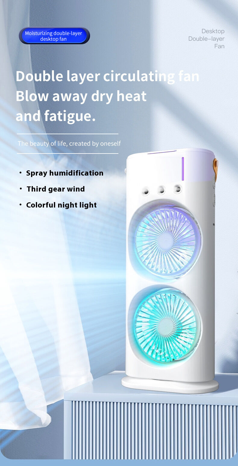 Dual Fan Air Cooler Color Light Three Spray Shakeable Head Fan For ...