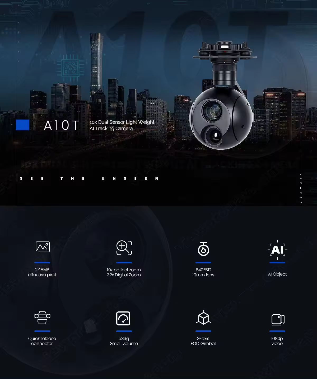A10t 3-axis Drone Gimbal 640x512 Thermal Sensor 10x Dual Sensor Light ...