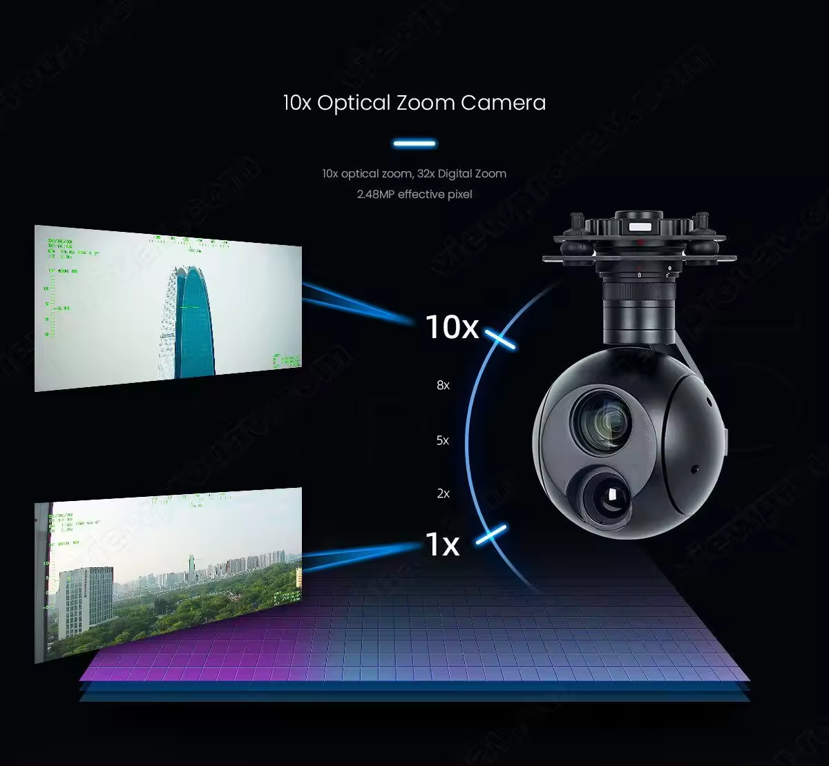 A10t 3-axis Drone Gimbal 640x512 Thermal Sensor 10x Dual Sensor Light ...
