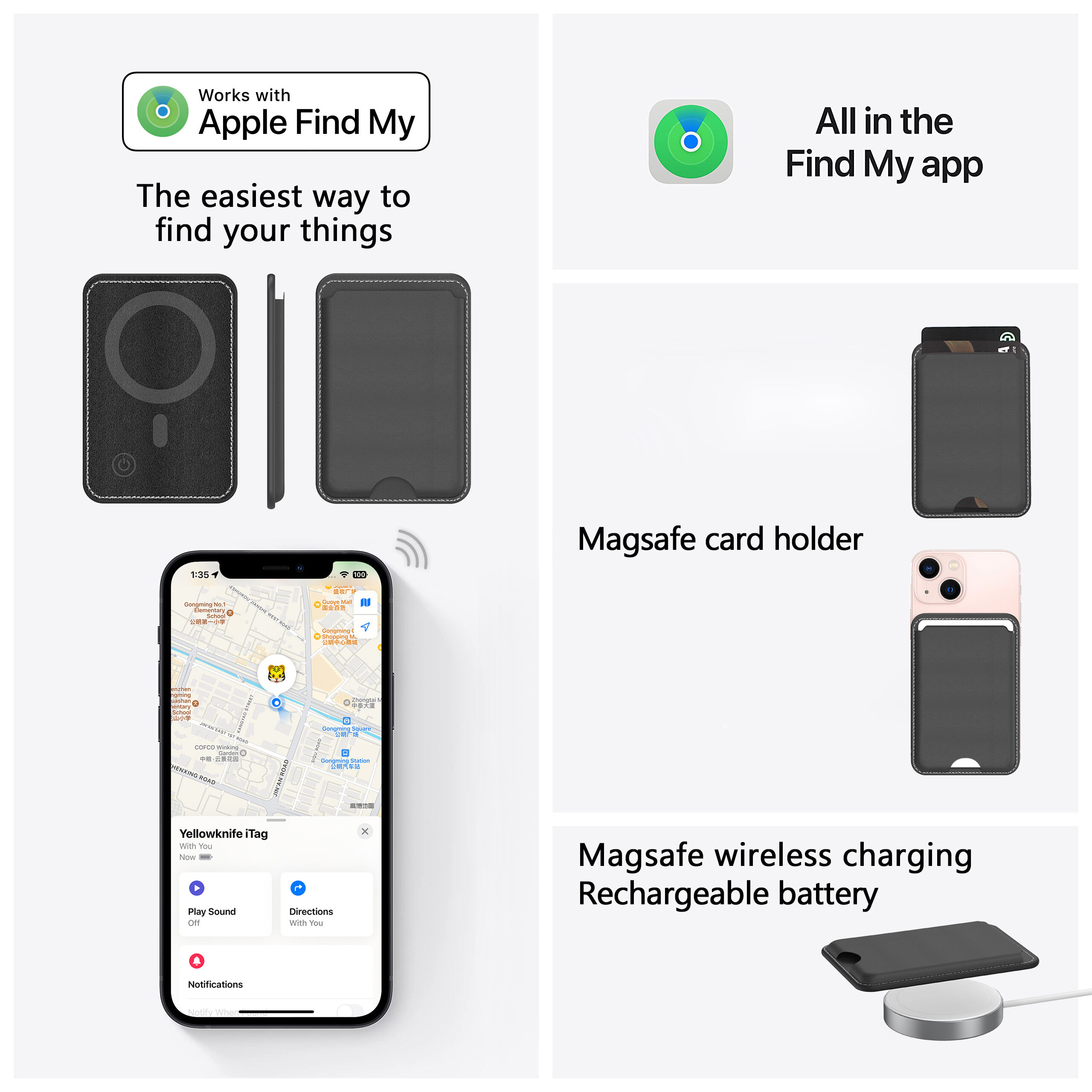 Wholesale Wireless Charging Bluetooth Smart Tracker Find My Card Holder ...