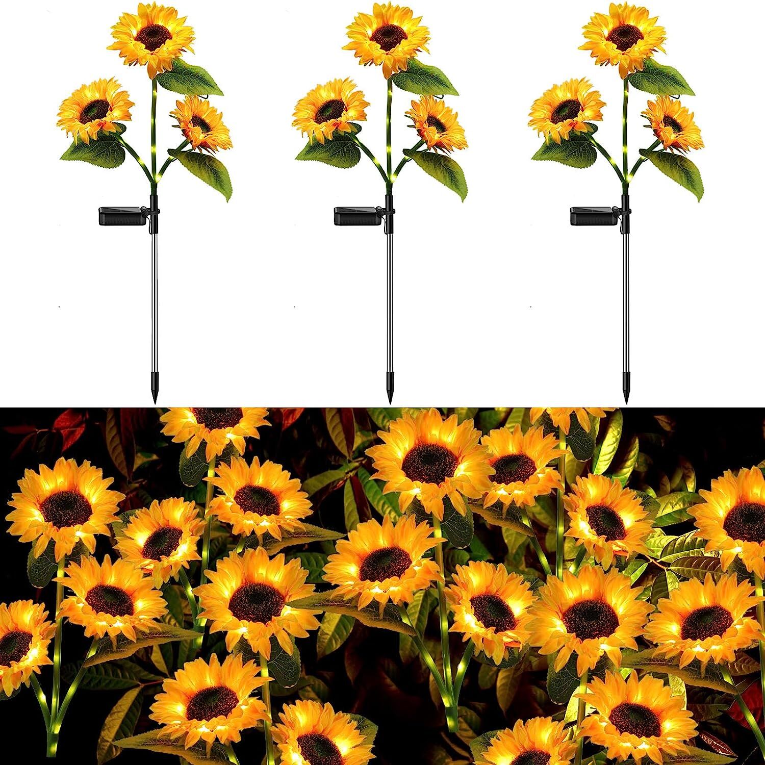 Solar Garden Lights, Sunflower Outdoor Solar Lights For Outside With ...
