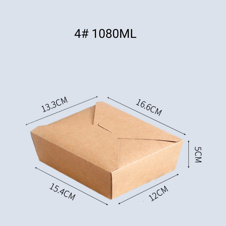 Take Away Food Packaging Paper Box Biodegradable Disposable Lunch Meal Brown Kraft Paper Box ...