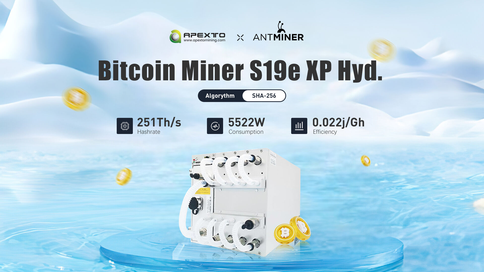 Bitmain Antminer S19e Xp Hydro 251th/s 5522w Water Cooling Miner Bitcoin Mining Hardware - Buy ...