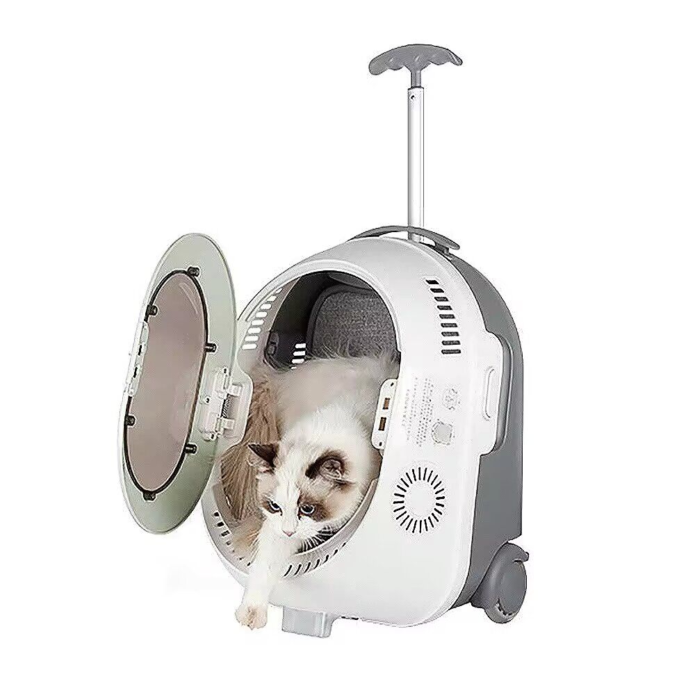 Cat Carrier Backpack With Wheels Ventilate Transparent Puppy Rolling ...