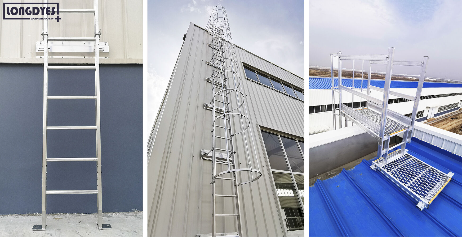 Vertical Lifeline System Aluminum Vertical Fixed Ladder With Safety ...