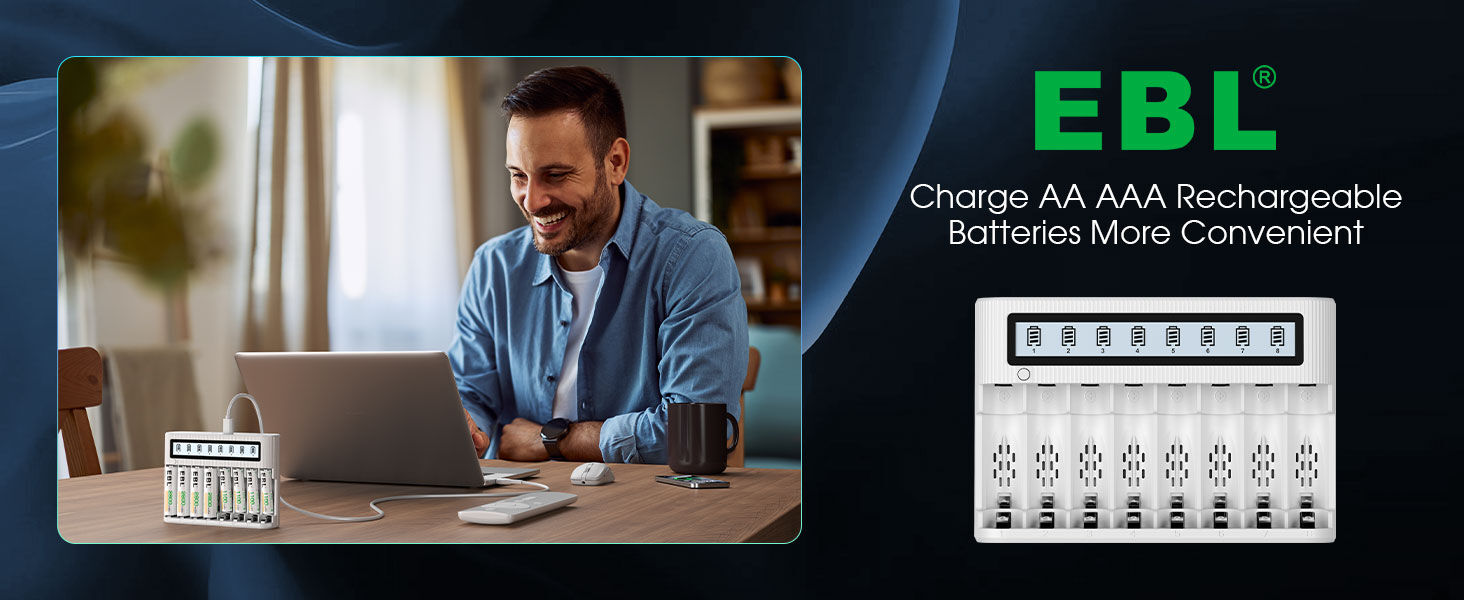 Ebl 8 Bay Battery Charger Fast Charging Aa Aaa Battery Charger With ...