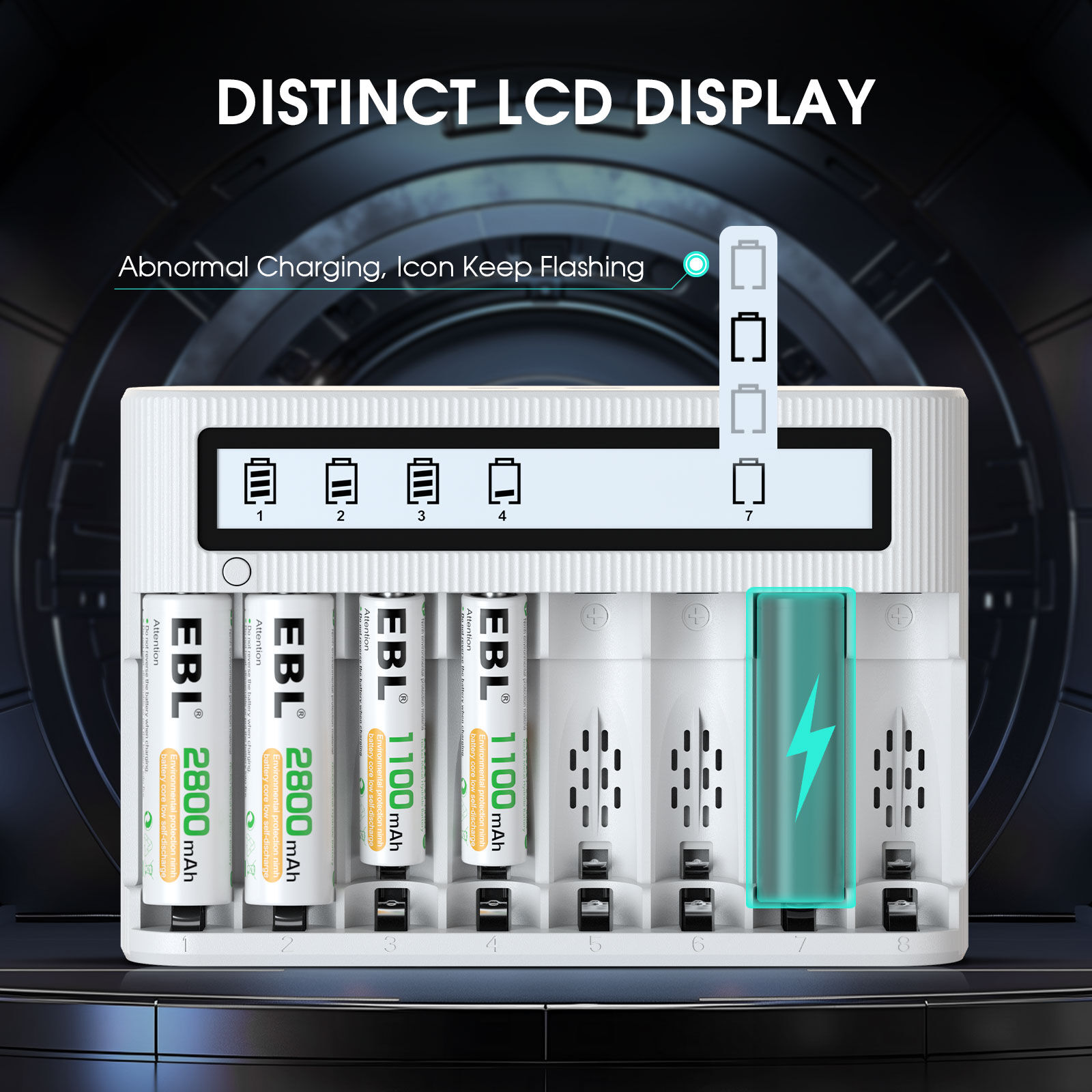 Ebl 8 Bay Battery Charger Fast Charging Aa Aaa Battery Charger With ...
