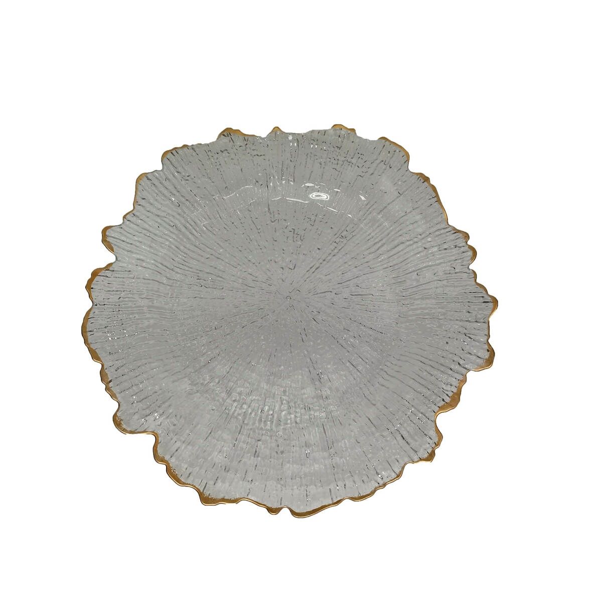 6 Pack Acrylic Charger Plates With Gold Rim, 13 Inch Plastic Clear Reef ...