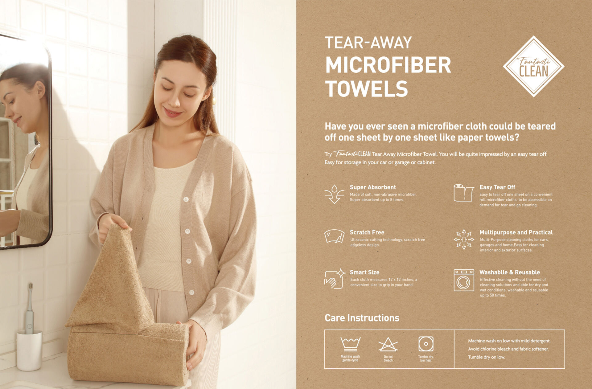 Fantasticlean 1pcs Orange Premium Microfiber Towels Car Care Washing ...