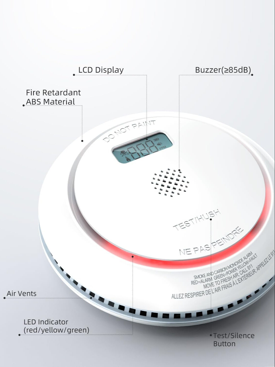 Siterwell Smoke And Carbon Monoxide Detector With Lcd Display, Ul 217 ...