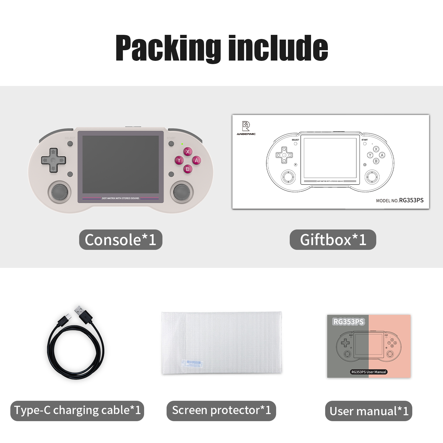 Rg353ps Handheld Game Player 3.5" Ips Touch Screen Android Linux System ...