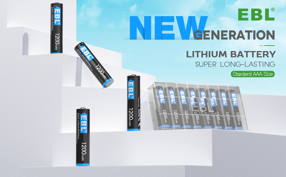 Ebl 8 Pack 1200mah 1.5v Aaa Lithium Batteries High Performance Constant Volt Non-rechargeable ...