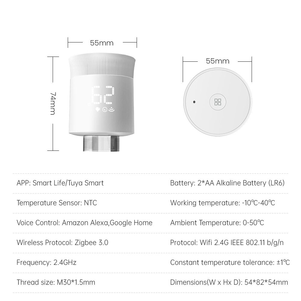 Avatto Zigbee Tuya Rf433 Smart Trv Thermostat Floor Heating Temperature Controller Digital ...