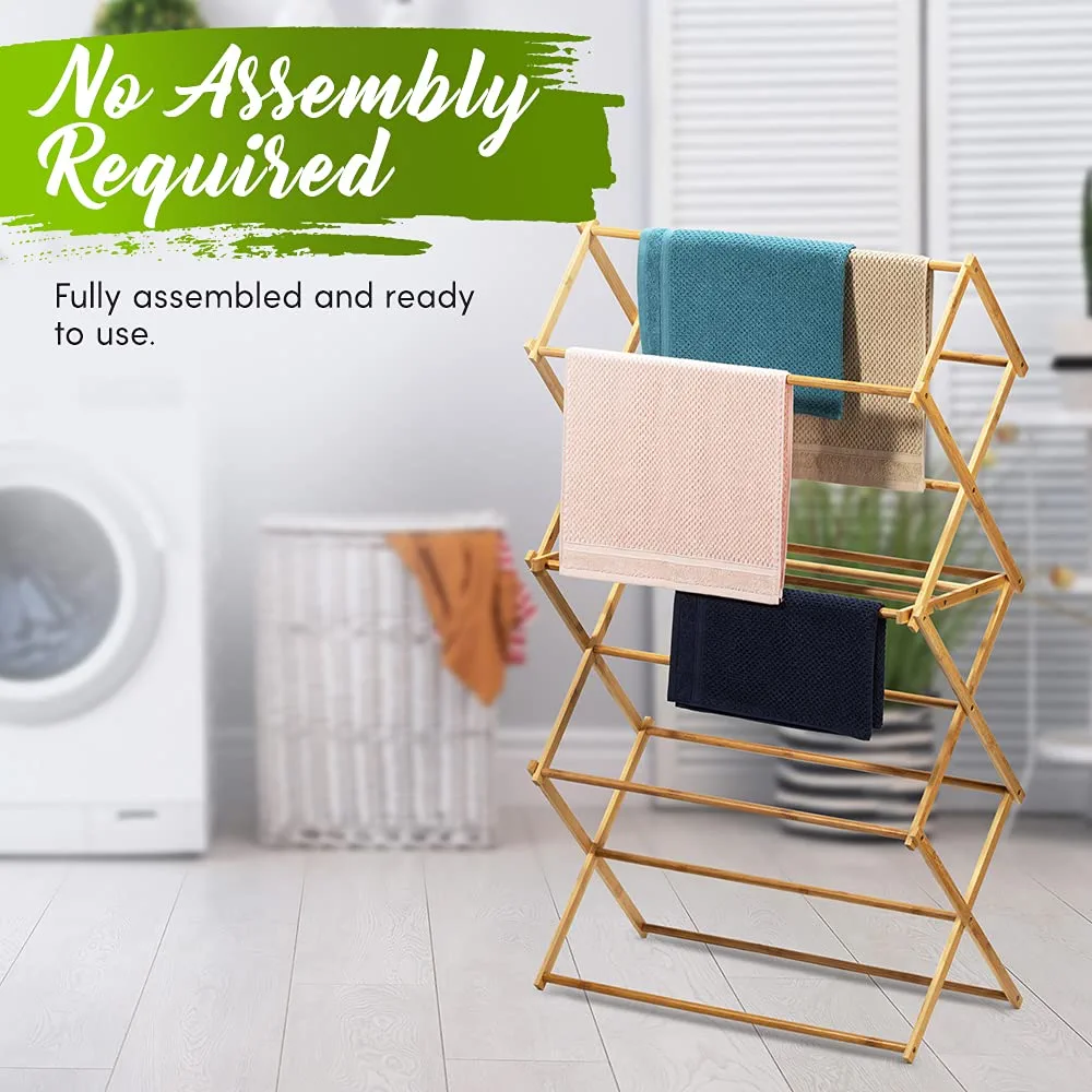 Wholesale Bamboo Laundry Drying Rack For Clothes Heavy Duty Built ...