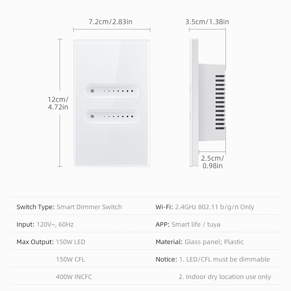 Avatto Tuya Wifi Smart Switch Light 1 2 Gang Wifi Dimmer Wireless Glass Panel Remote Control ...