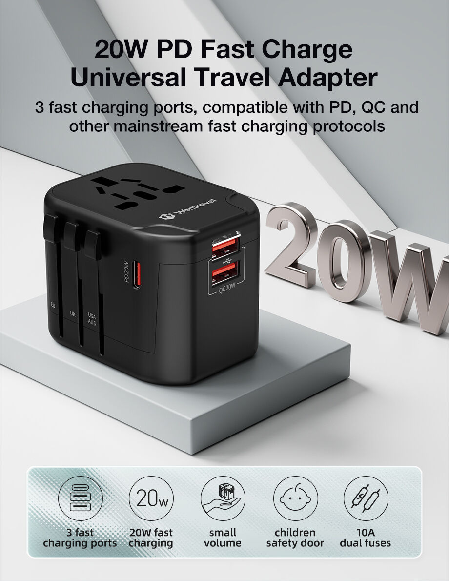 Wontravel 20w Pd Usbc Travel Adapter Uk Plug European Travel Plug Adapter With 2 Usb Type C Out ...