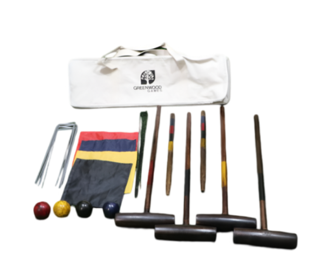 Wooden Croquet Set With Carrying Case Wooden Mallets Colored Balls ...