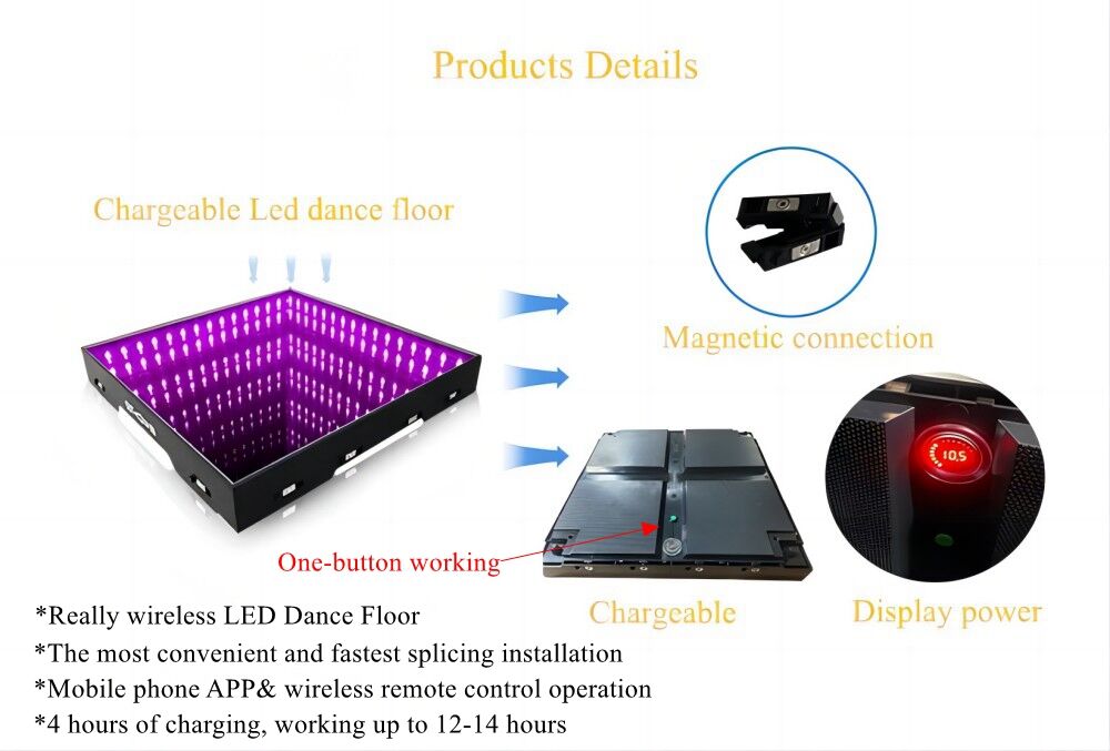 Magnetic Build-in Battery Led Dance Floor Floor Stage Light Wireless ...