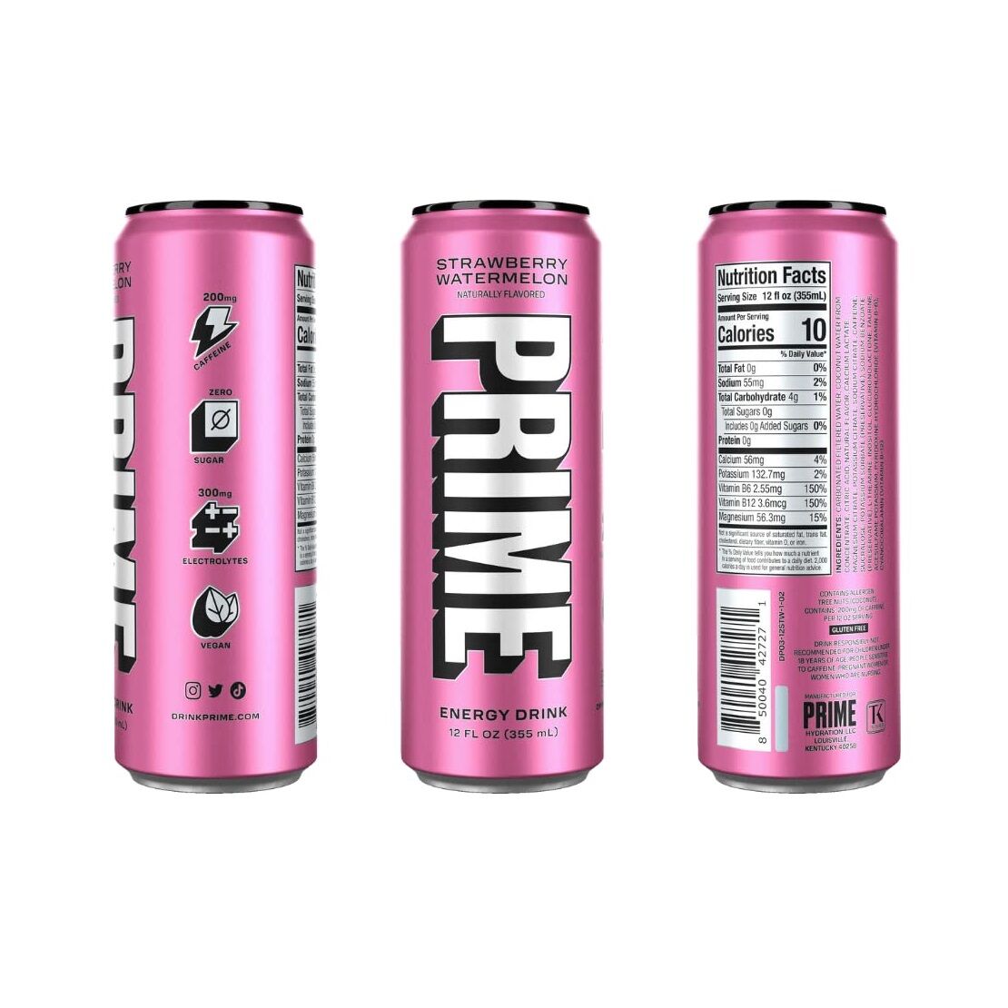 Prime- Hydration Drink Energy Cans 5 Flavor Variety Pack - 200mg ...