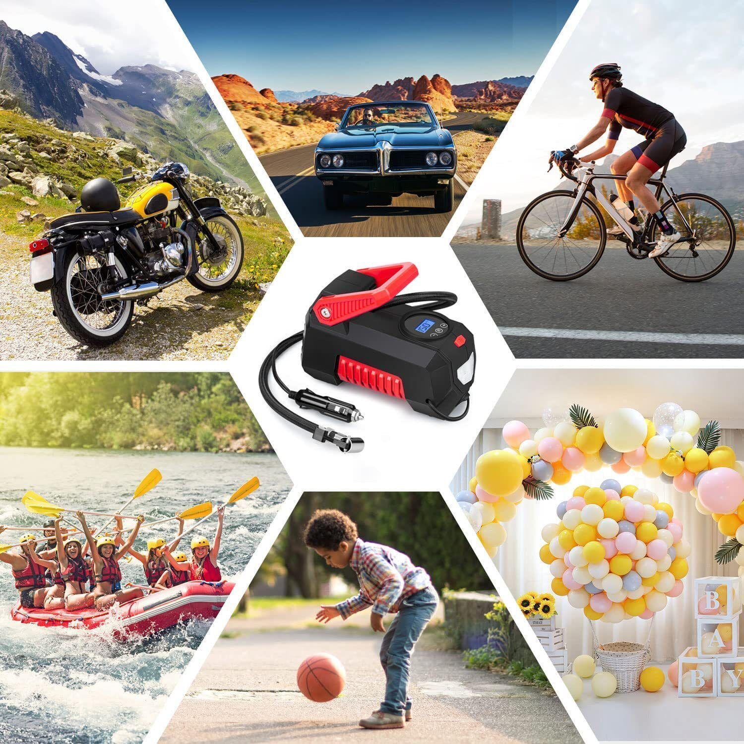 Dc 12v Tire Inflator For Vehicle Tyre Inflator Air Pump With Led Light ...