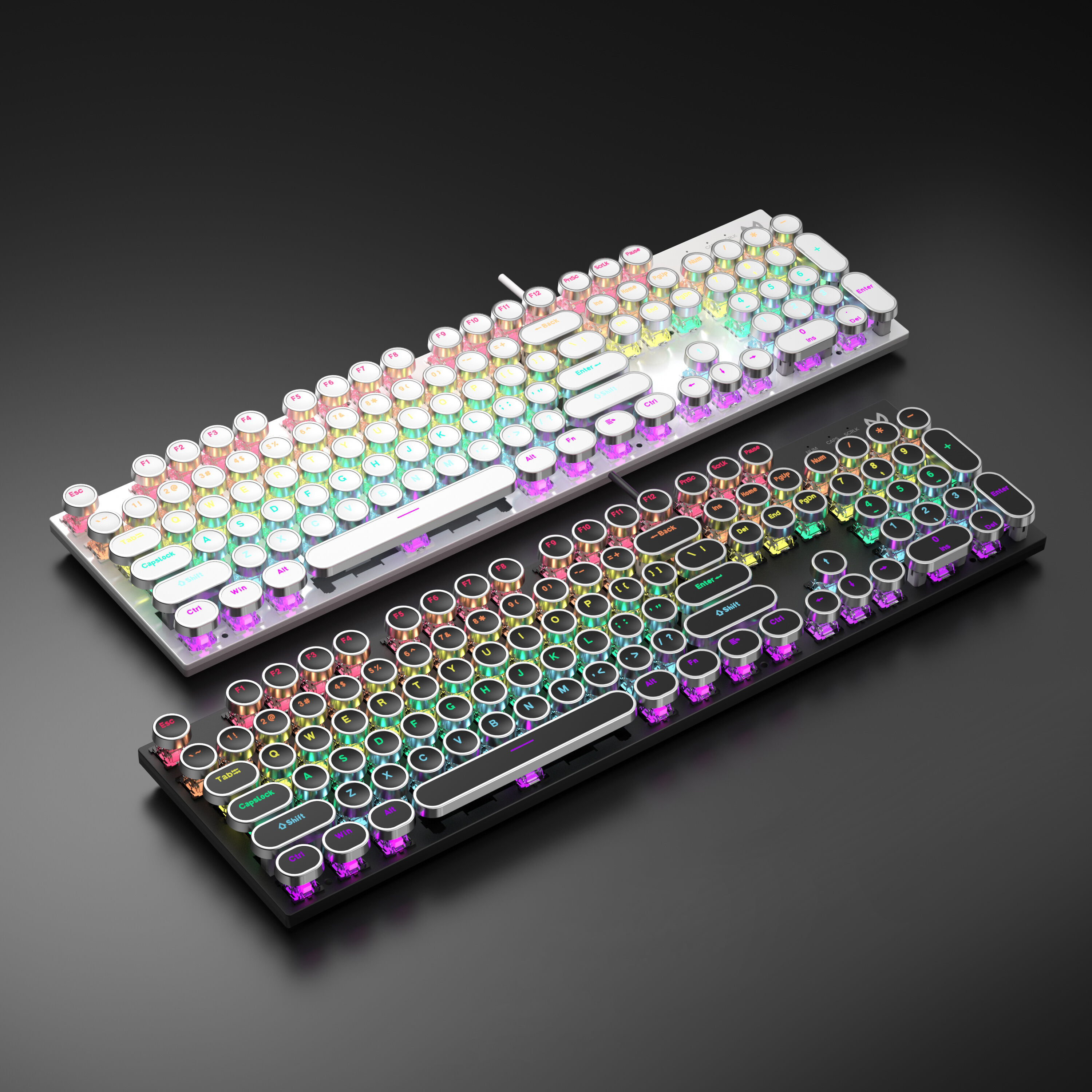 E-mk012 Round Keycap Design Wired Mechanical Keyboard With Luminous And ...