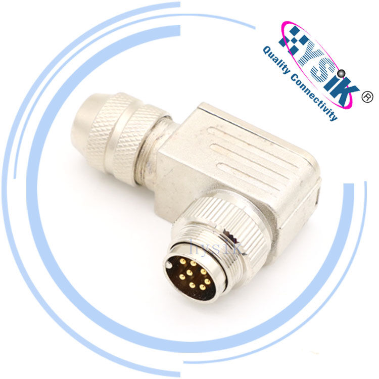 M16 Male Female Plug Right Angle Metal Shell Aisg Din C485 4 5 6 7 8 12 ...