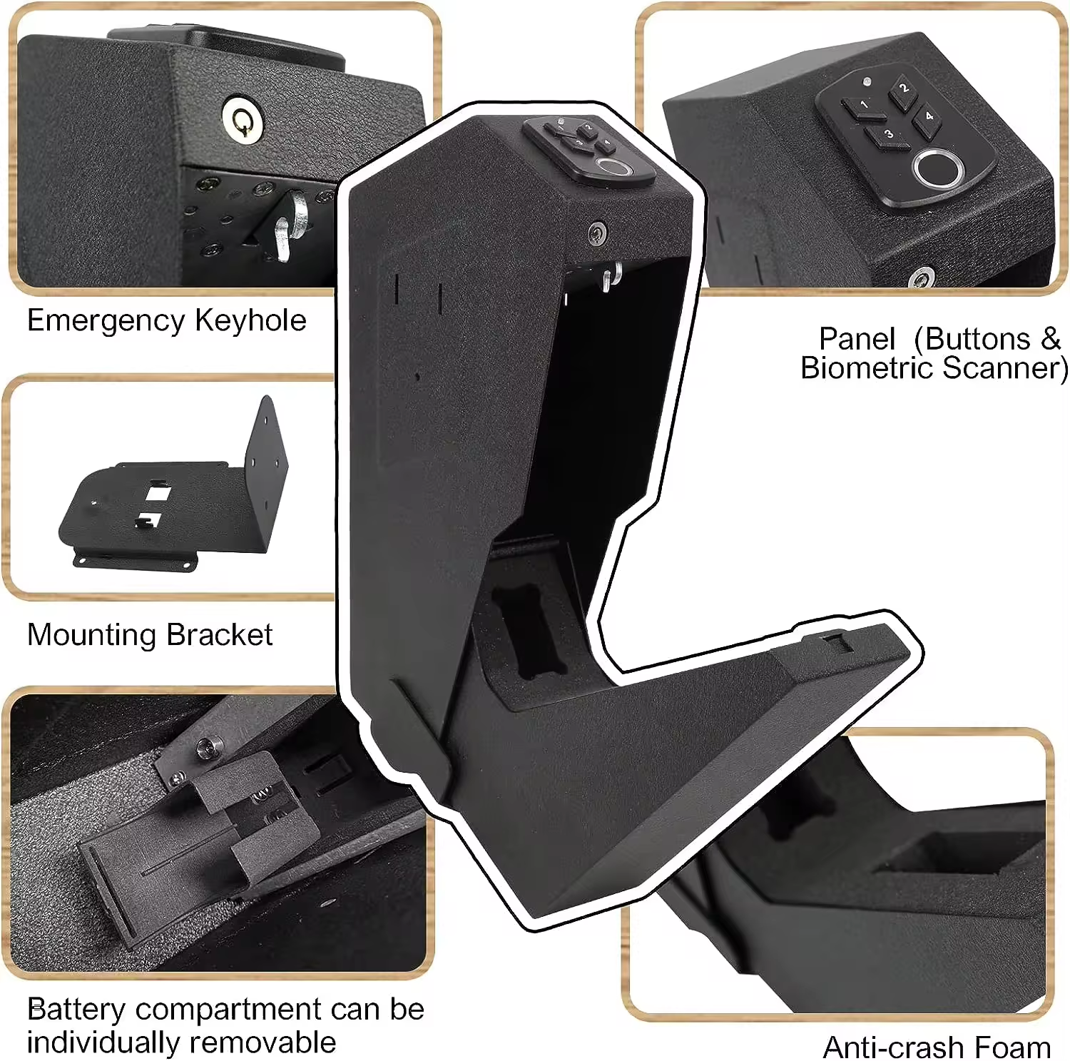 Biometric Gun Safe For Handgun Mounted Gun Safes For Pistols Bedside ...