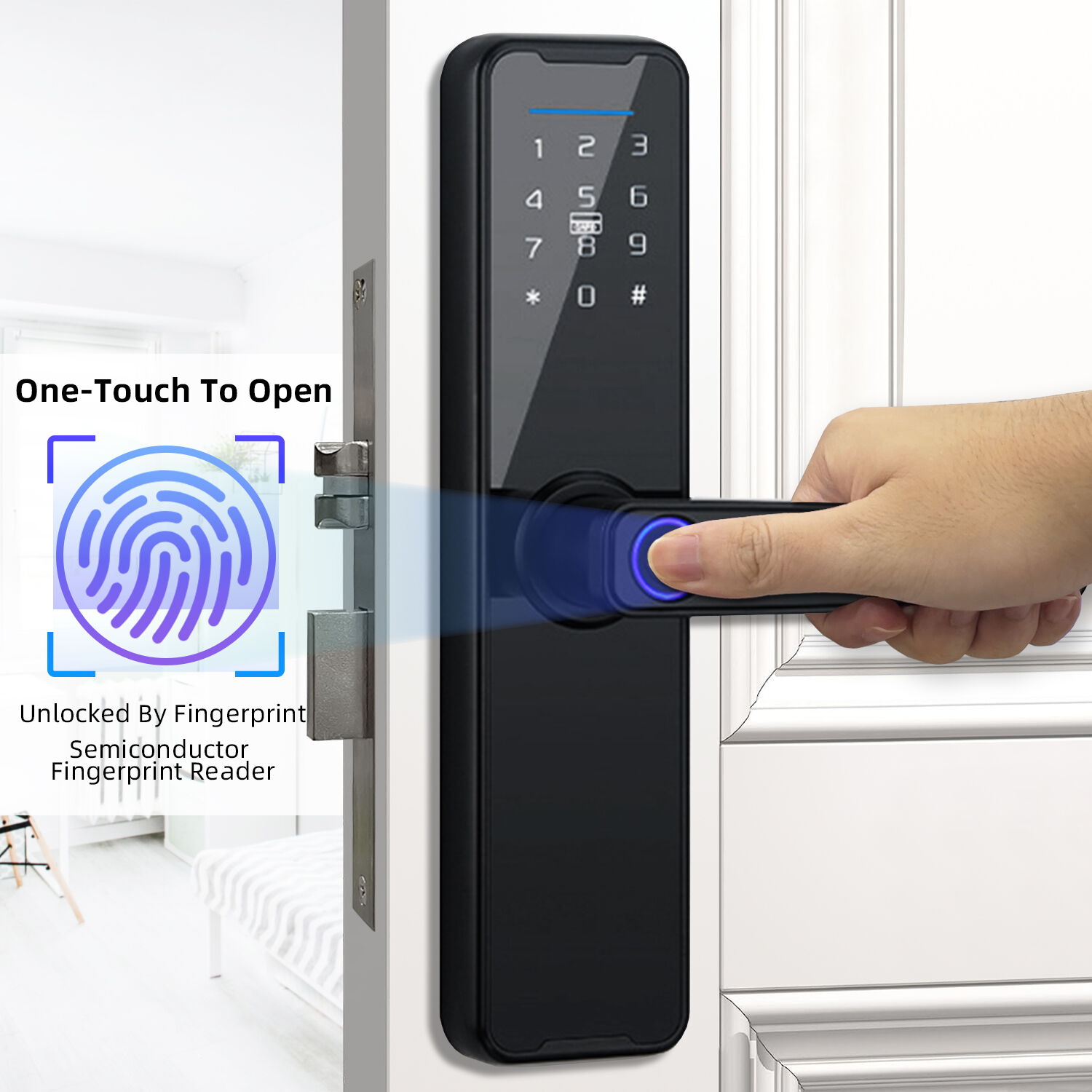 Wholesale Ble Smart Biometric Handle 8 Language Voice Fingerprint Door ...