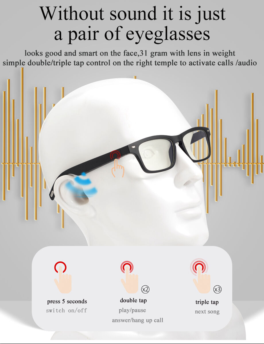 Custom Frame Smart Eyeglasses Uv Polarized Bluetooth Video Glasses Bluetooth Headphone Glasses ...