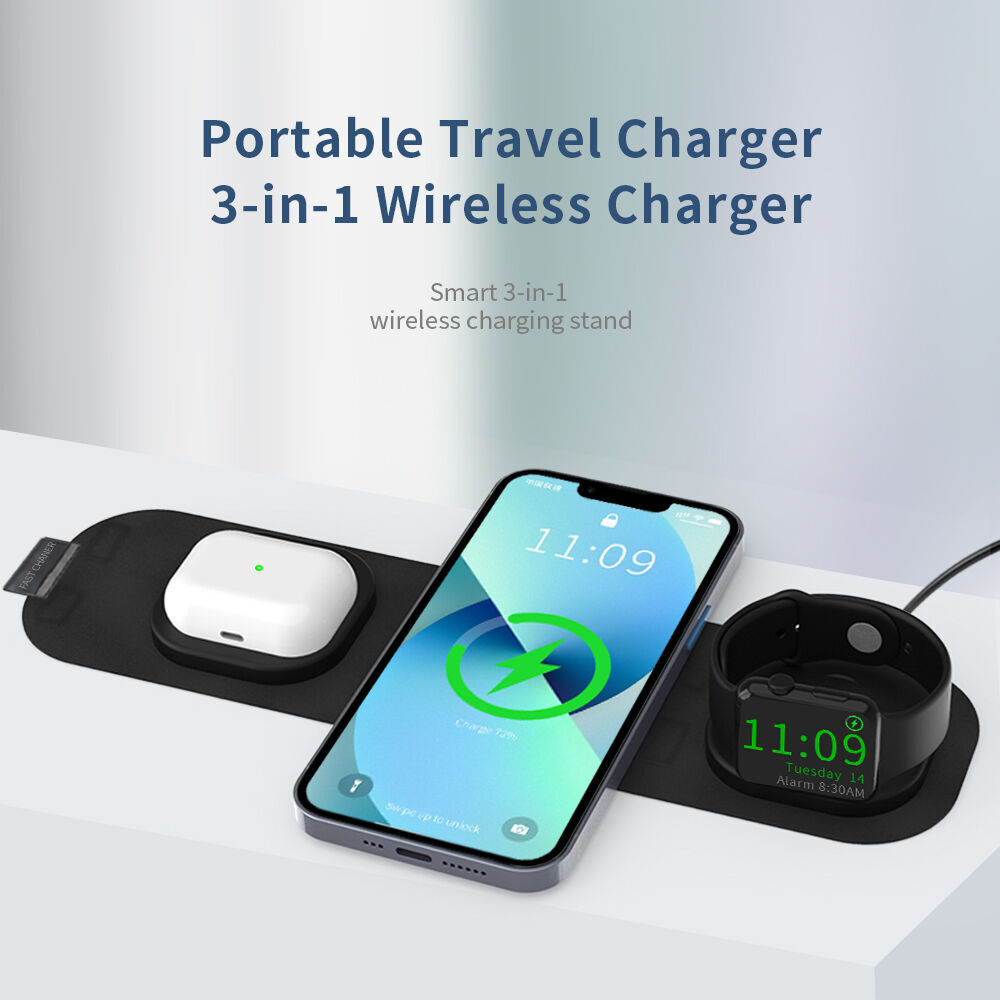 Foldable 3 In 1 Wireless Charger Wallets Wireless Charging Stand - Buy ...
