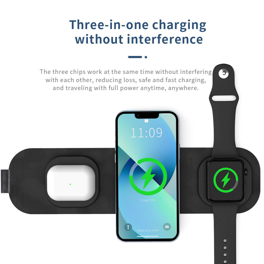 Foldable 3 In 1 Wireless Charger Wallets Wireless Charging Stand - Buy ...