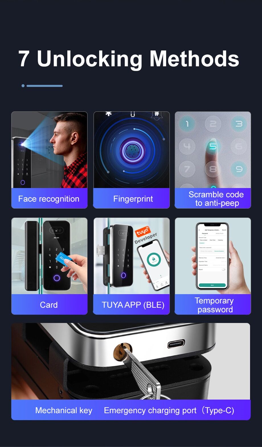 Tuya Ble Smart Lock Digital Safe Keyless Electronic Fingerprint Ic Card ...