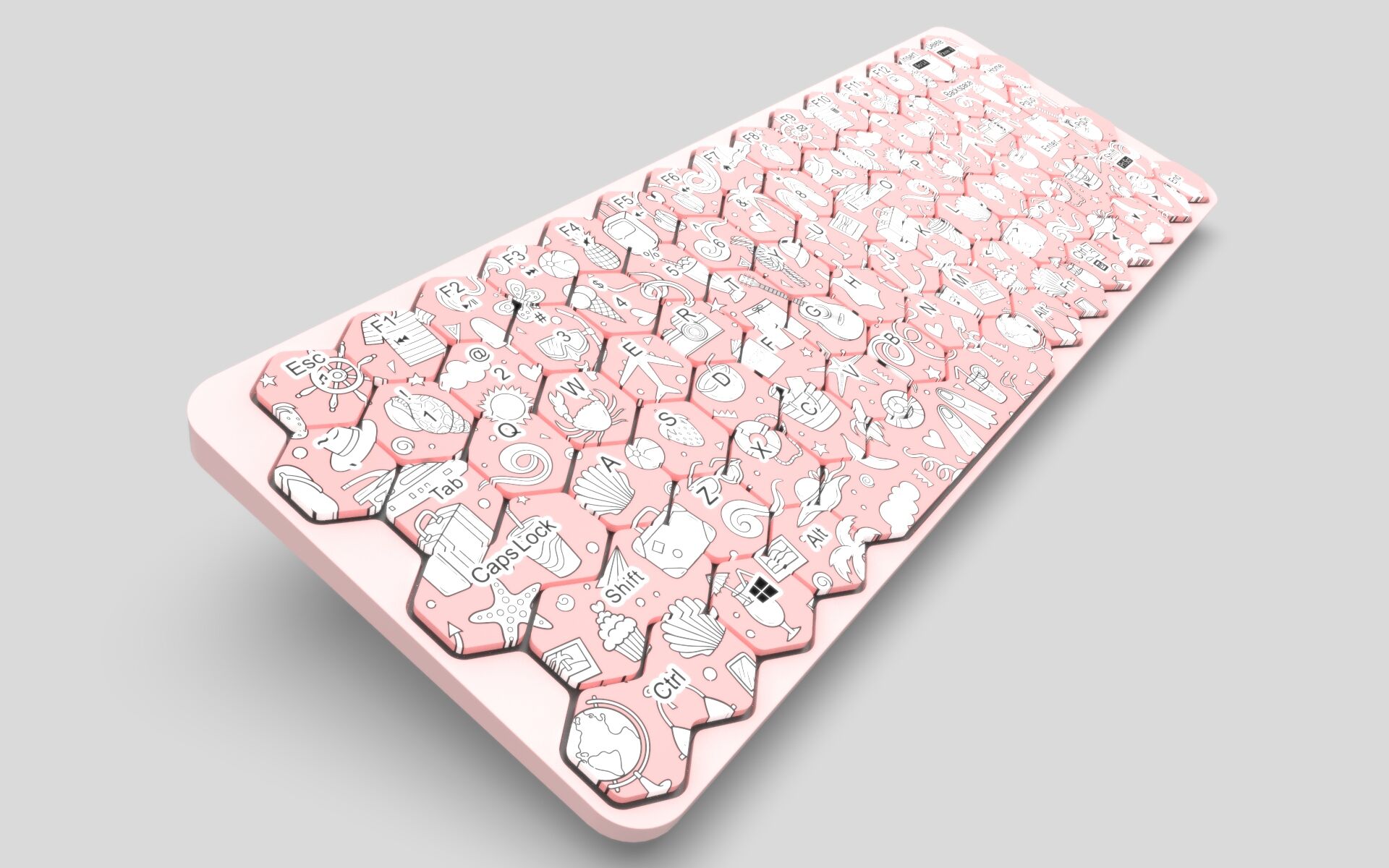 Sqt Sk-674btc Hexagon Scissor Keycaps Rechargeable Slim Bluetooth ...