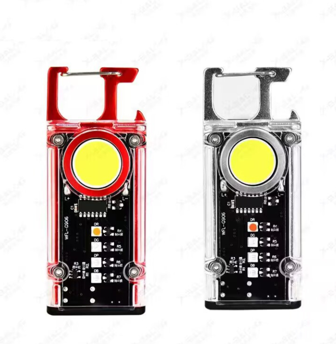 Mini Portable Keychain Flashlight Solar Panel Type-c Rechargeable Led 9 ...