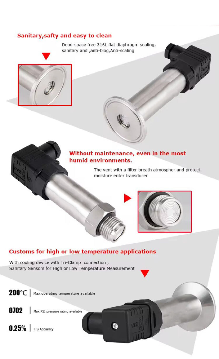 Strongfirst Oem Tri-clamp 316 Food Grade Level Pressure Transmitter ...