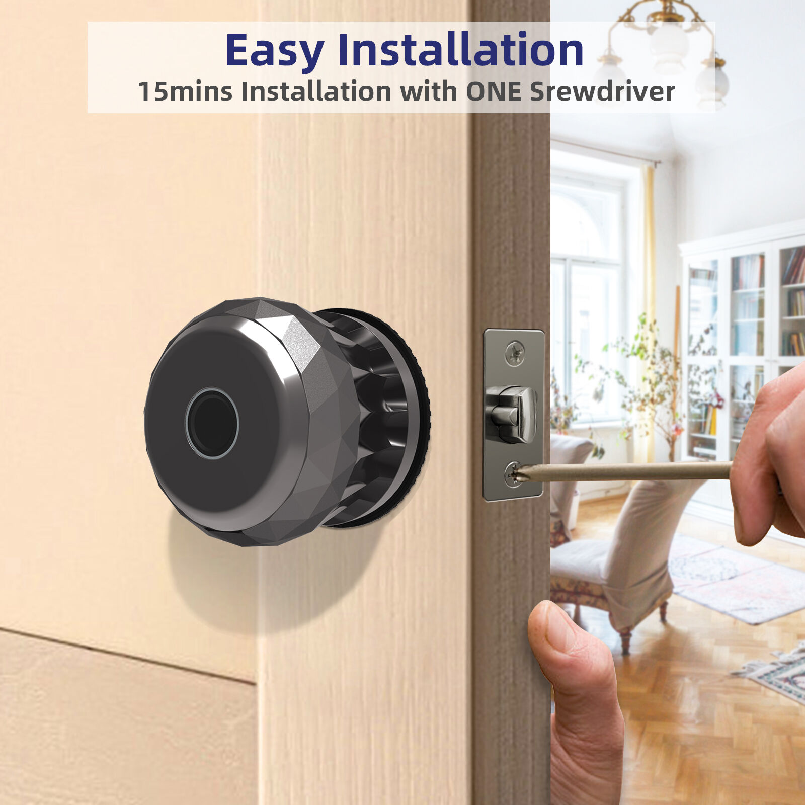 Wholesaler Security Fingerprint Deadbolt Tuya Smart Door Lock With Door Knob, Fingerprint Knob ...
