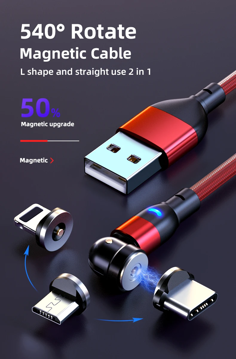 Magnetic Charging Cable Luminous 3-in-1 Charging Cable Cable Charge ...