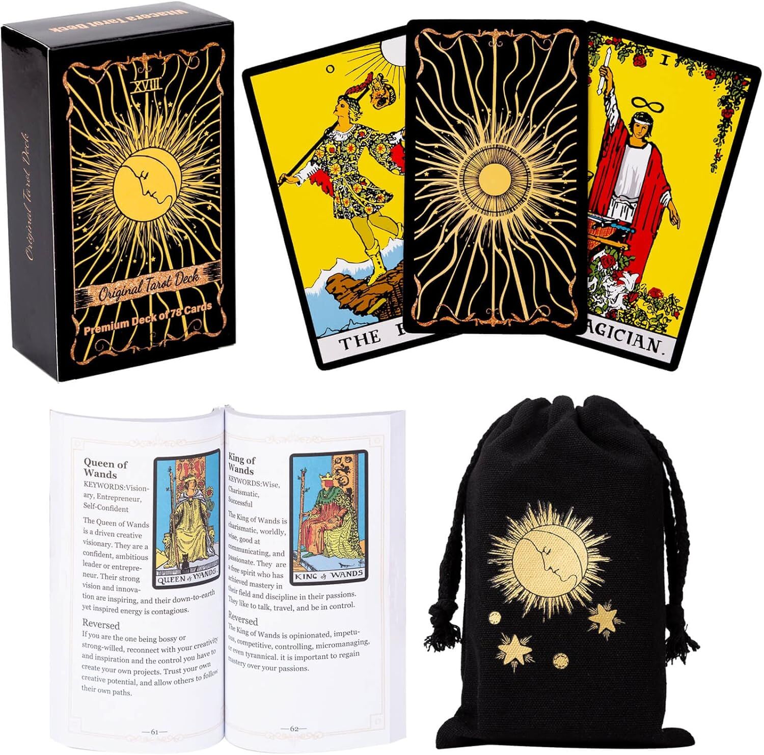 Original Tarot Cards Deck With Guidebook Classic Artwork, Traditional ...