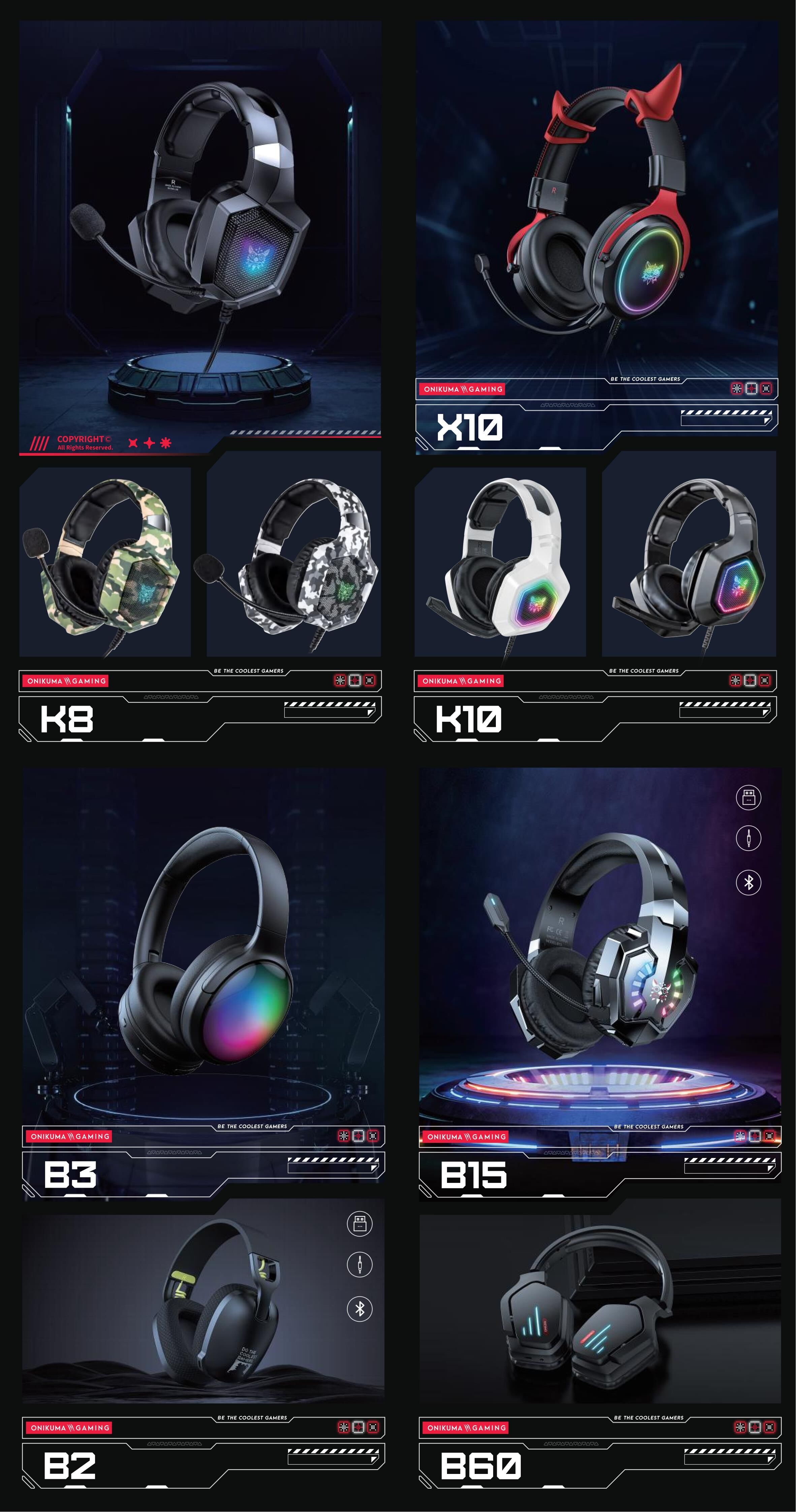 Onikuma Gt838 Cat Ear 2.4g Wireless Anc Headset With Rgb Lights Over ...