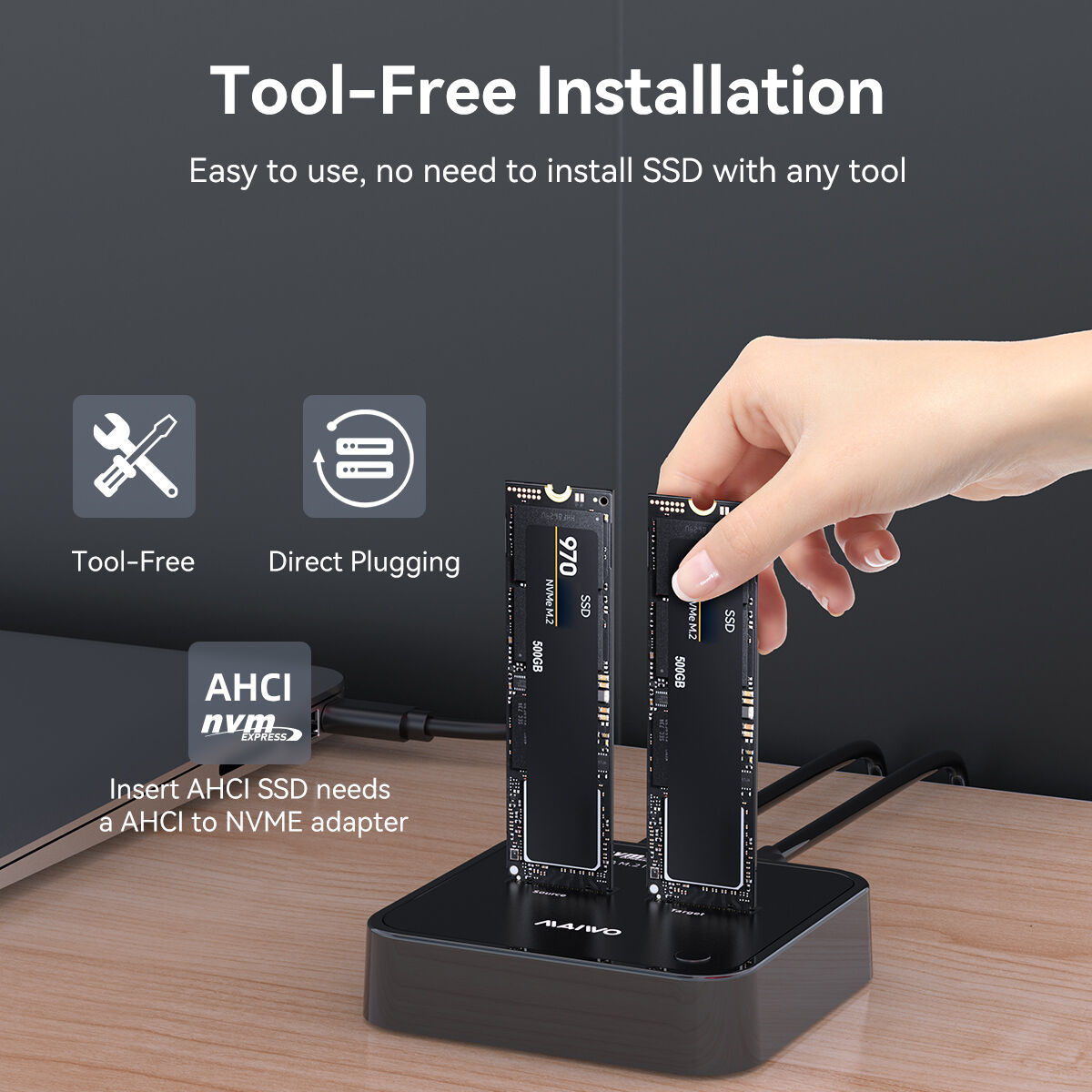 Maiwo K3016p2 Tool Free Nvme / Ahci M.2 Ssd Docking Station Duplicator ...