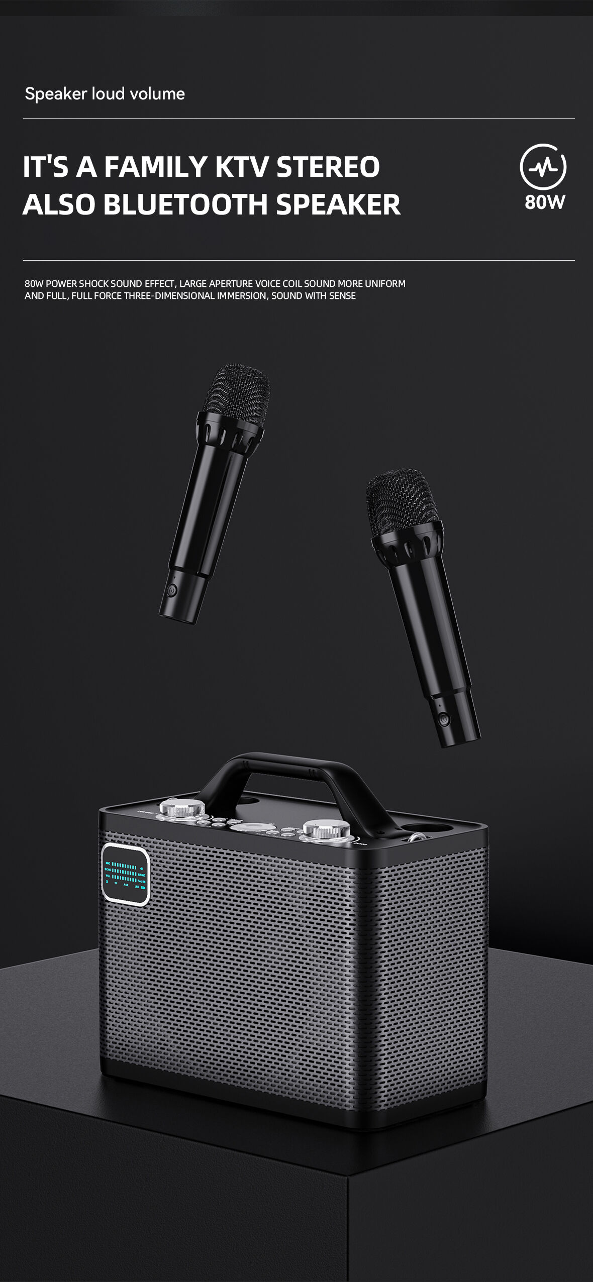 Wireless Portable High And Low Bass Karaoke Speaker With Microphone For ...