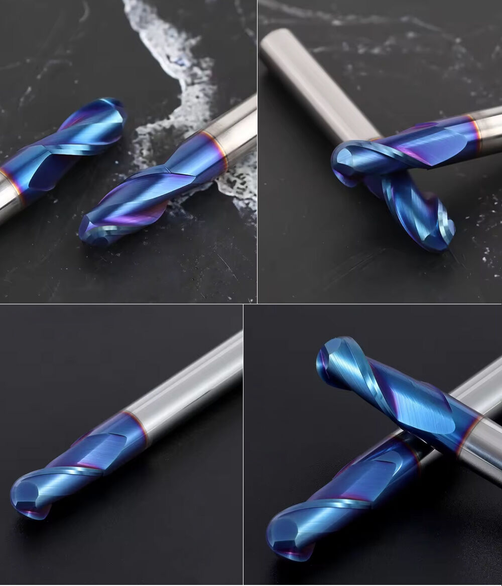 Hrc65 Carbide 2 Flute Standard Length Ball Nose End Mill Cnc Milling ...