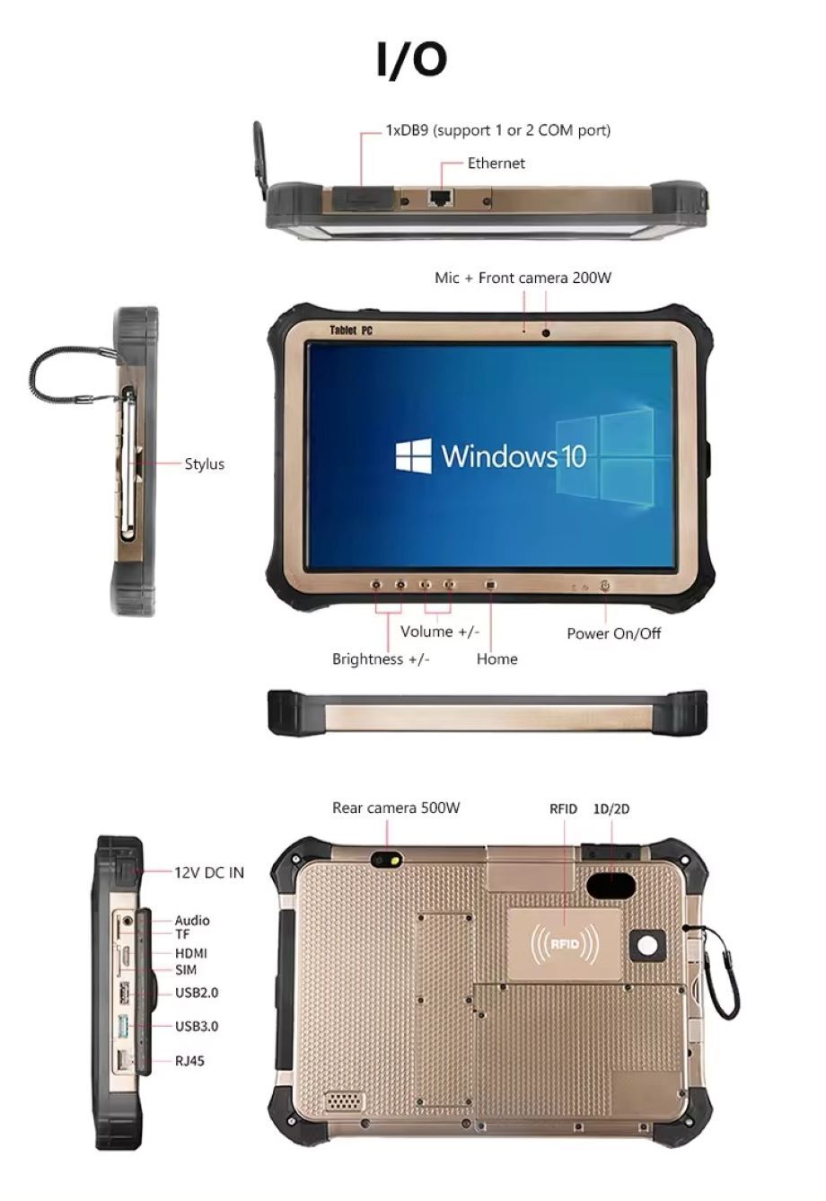Rugged Tablet Android 13, 15600mah 10.1 Inch Hd+ 12(6+6virtual) Gb+ ...