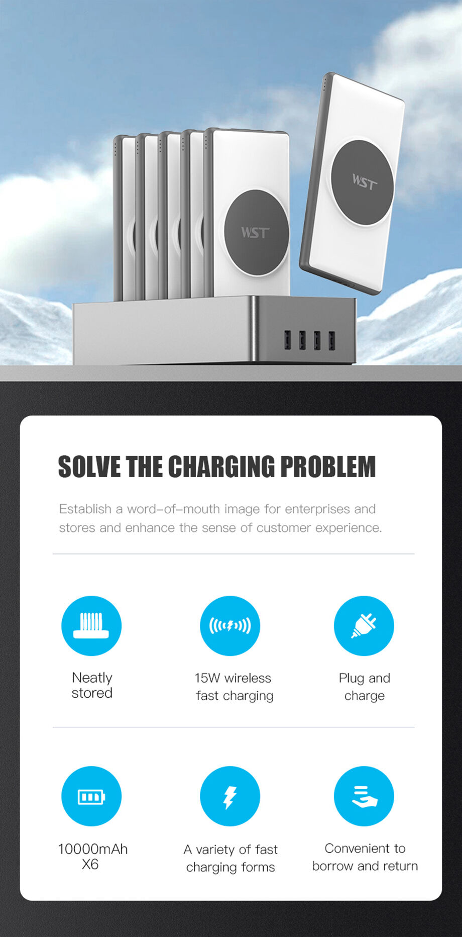 Customized Logo 6 Pieces Power Bank 10000mah Portable Mobile Charger ...
