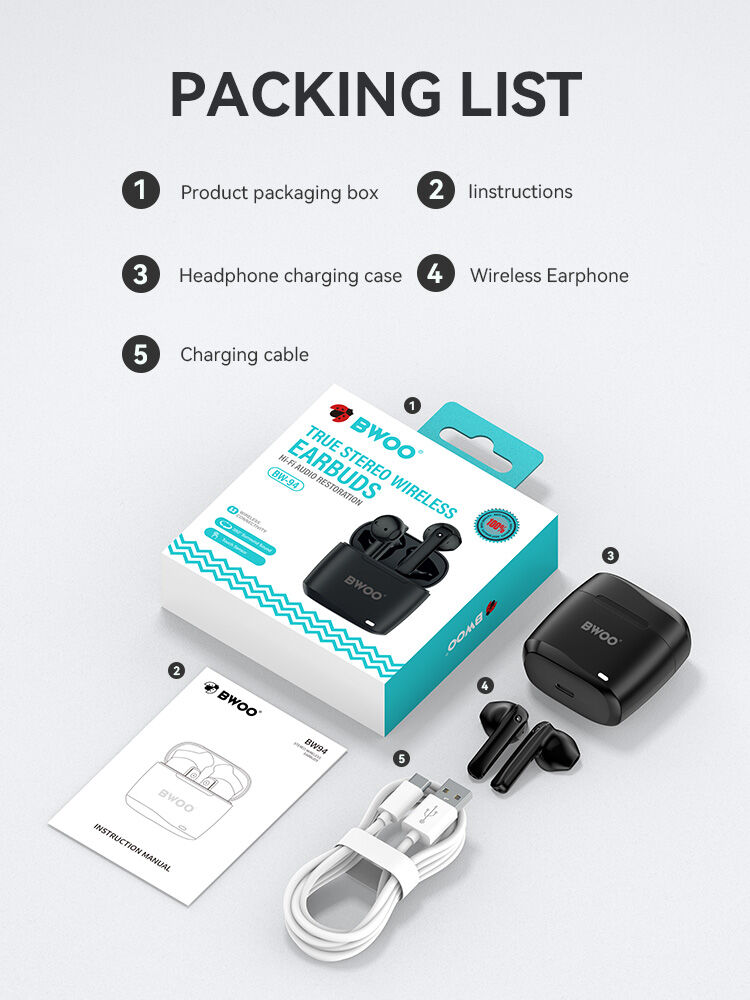 Bwoo 2024 New Tws True Wireless Stereo Earbuds Bt 5.3 Custom Waterproof ...